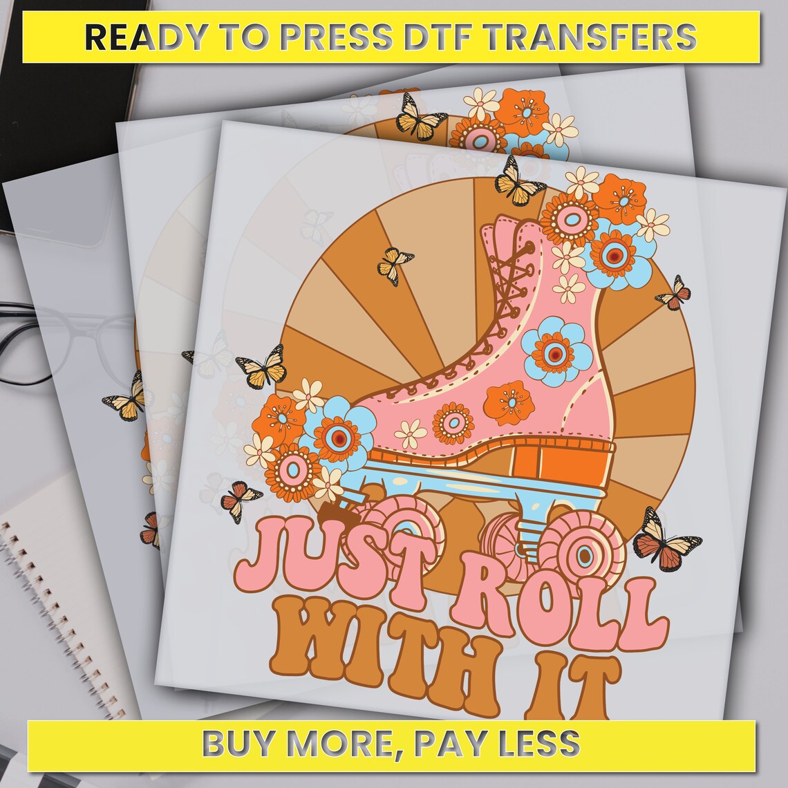 Let's Roll, Groovy Retro Roller Skate Party Dtf Transfer, Ready for ...