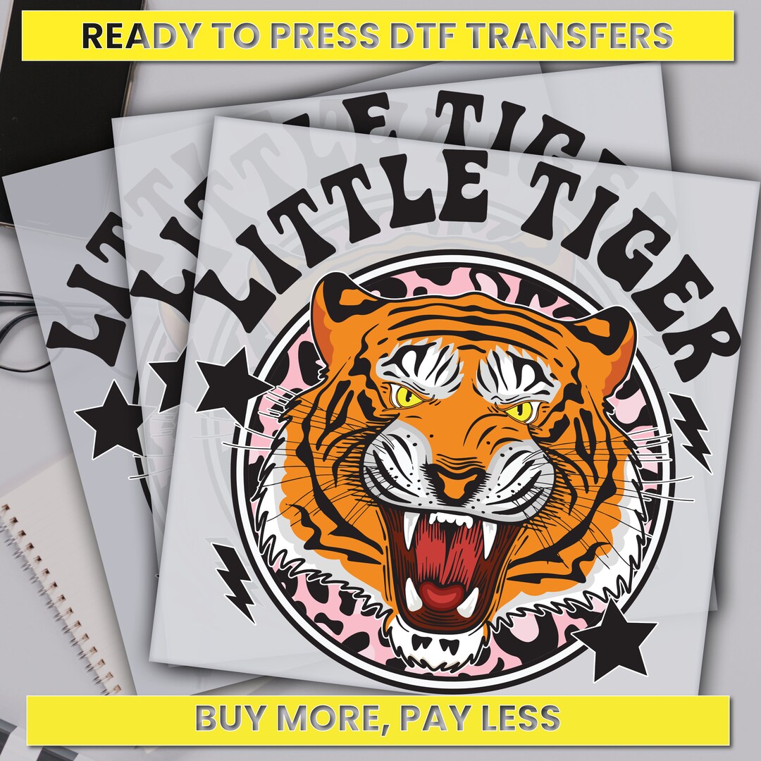 Little Tiger, Vintage Tiger Dtf Transfer, Animal Lover Ready for Press ...