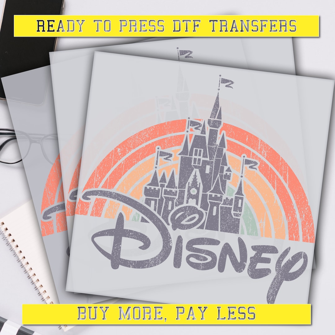 Retro Disney Castle Dtf Transfer, Disney World Ready for Press, Custom ...