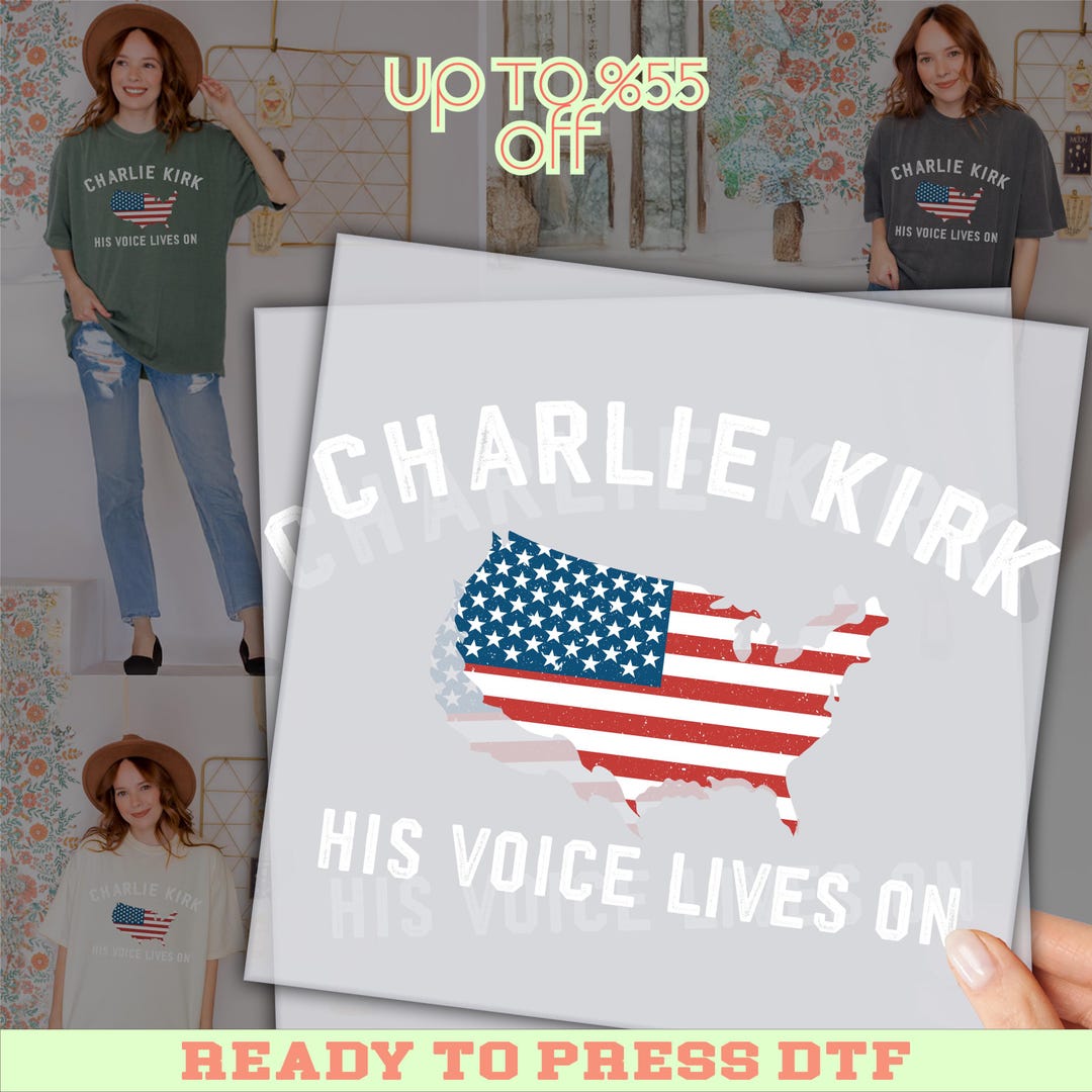 Justice for Charlie Kirk DTF Transfer:his Voice Lives on Charlie Kirk ...