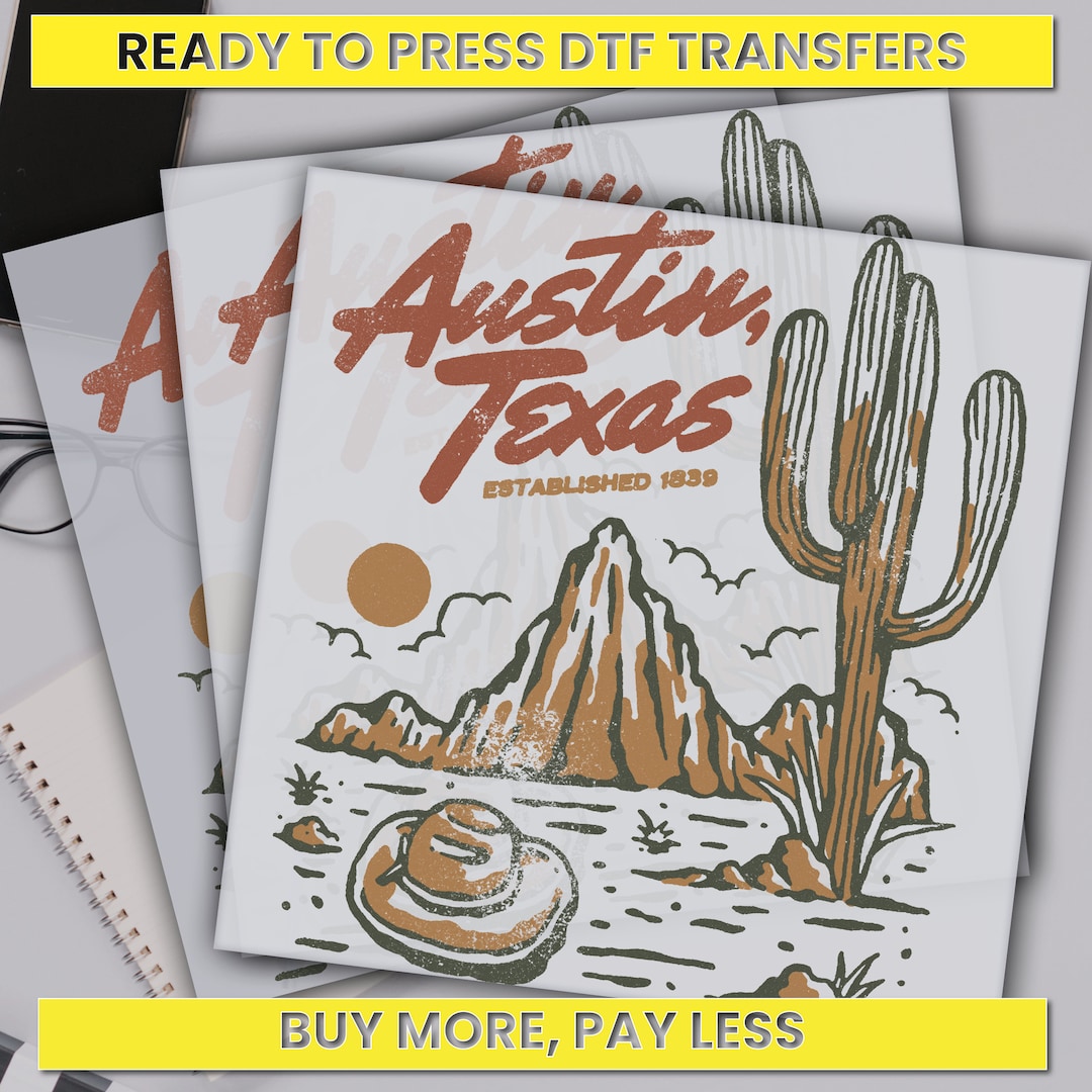 Retro Austin, Austin Texas, Texas Cowboy Dtf Transfer, State City Ready ...
