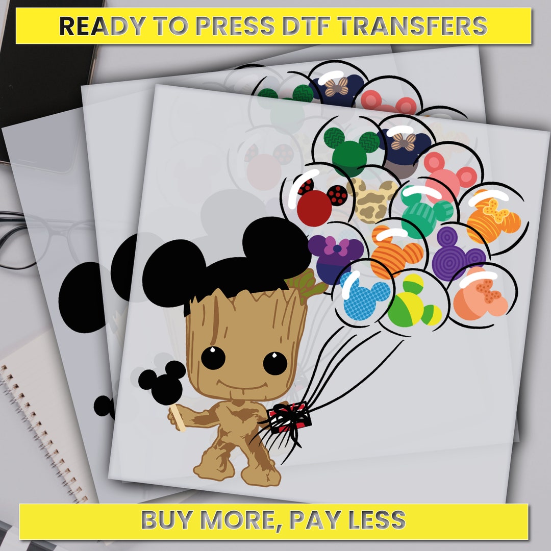 Baby Groot With Disney Balloons,disney World Guardians Dtf Transfer ...
