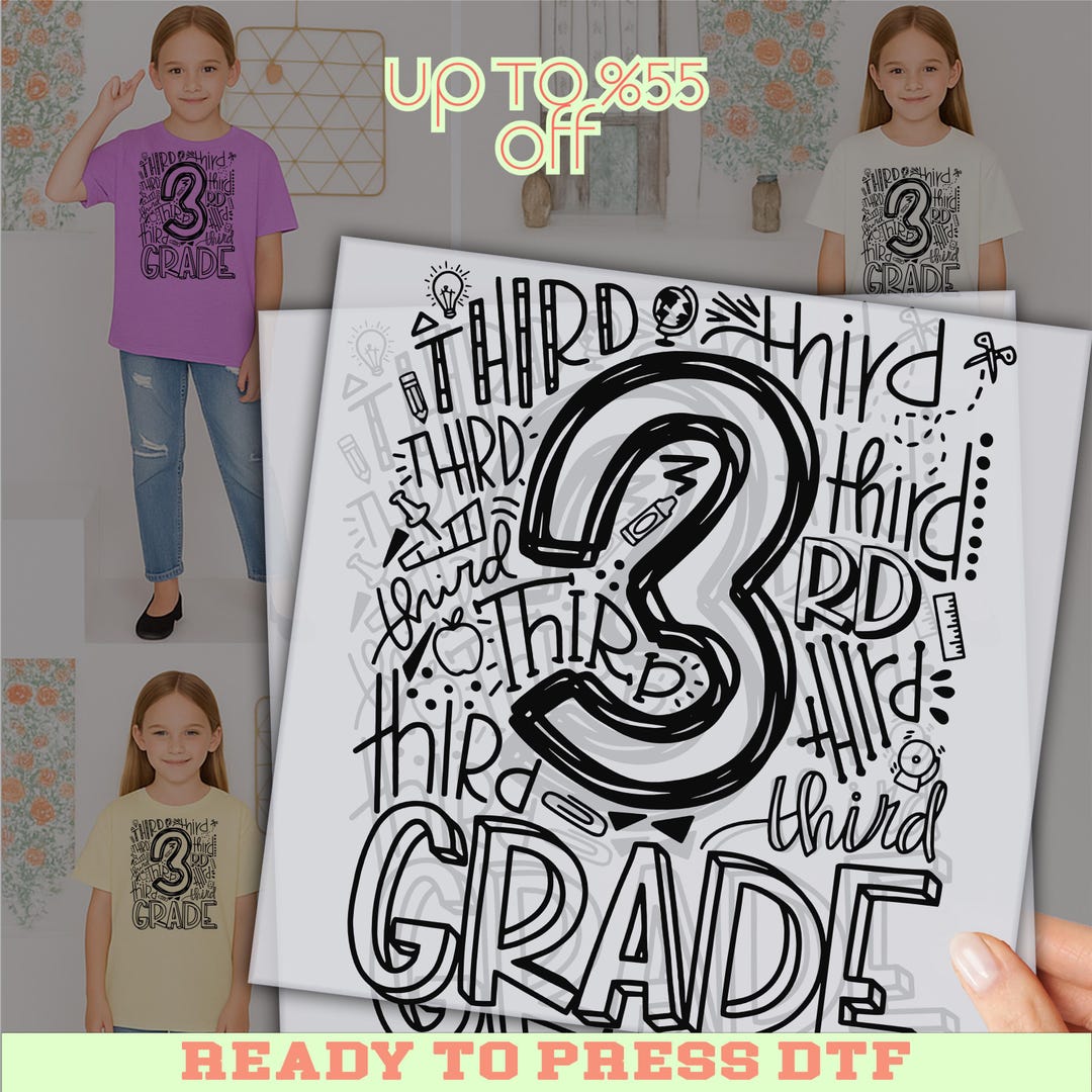 Third Grade DTF Transfer, Back to School Teacher Shirt Print, 3rd Grade ...
