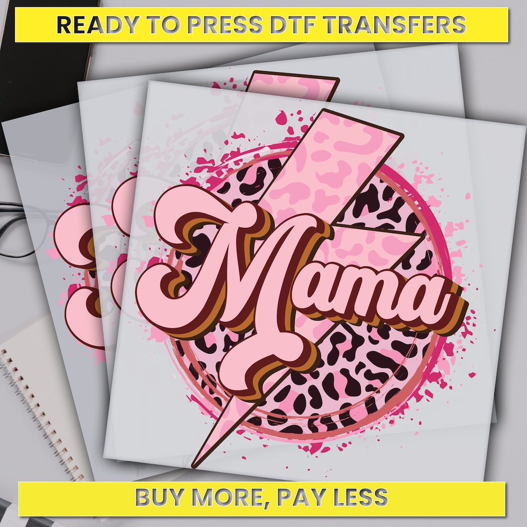Retro Groovy Pink Lightning Mama Dtf Transfer, Mother's Day Gift Ready ...