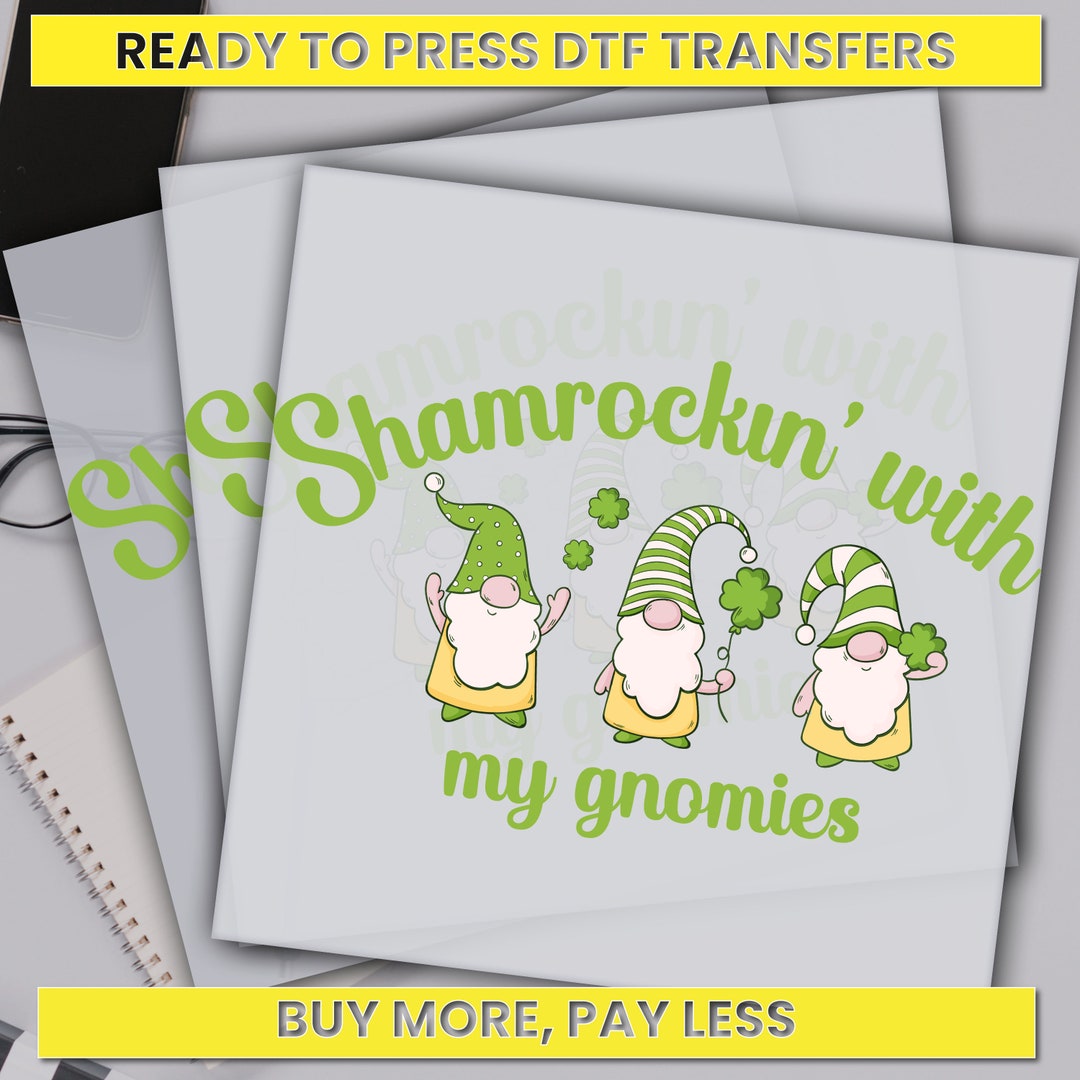 Shamrockin' With My Gnomies Retro St Patrick's Day Dtf Transfer, Ready ...