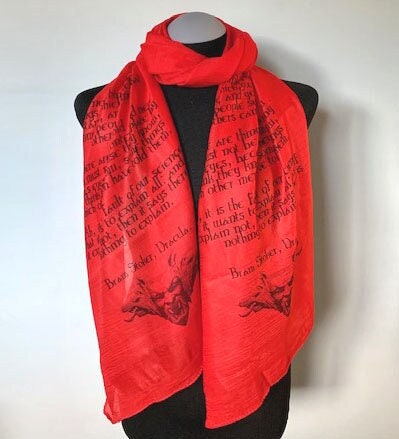 Dracula Inspired Scarf. Red Vampire Long Scarf With Bram Stoker's ...