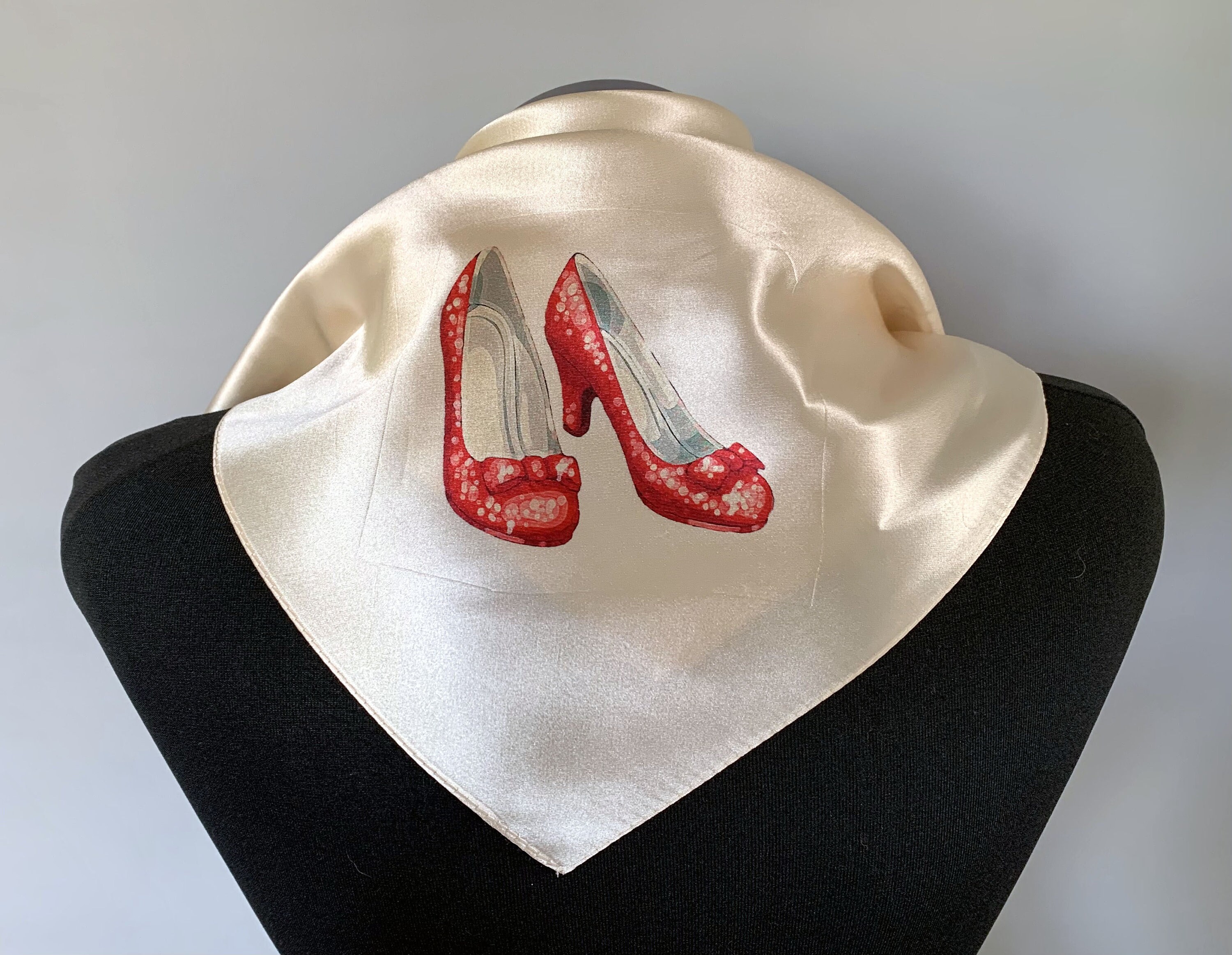 Wizard of Oz Inspired Scarf – Square Satin Silk Scarf With Red Shoes ...
