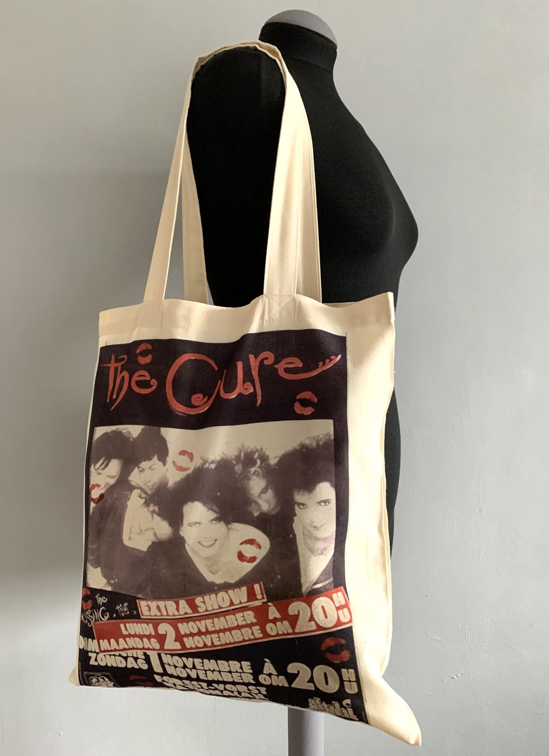 The Cure Inspired Tote Bag – Red and Black Unisex Shopper With Band ...