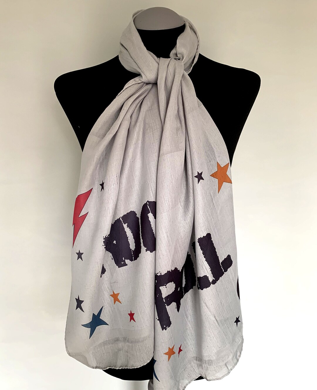 ROCK and ROLL Scarf.music Fans Long Scarf With Multi Color Stars ...