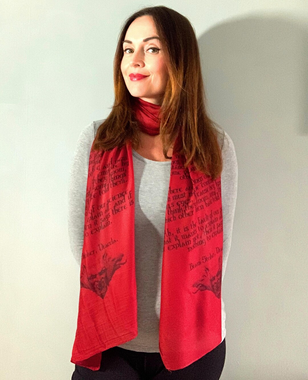 Dracula Inspired Scarf. Red Vampire Long Scarf With Bram Stoker's ...