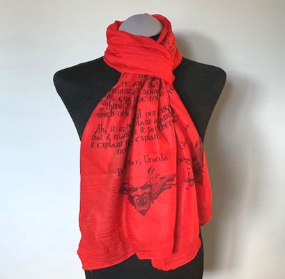 Dracula Inspired Scarf. Red Vampire Long Scarf With Bram Stoker's ...
