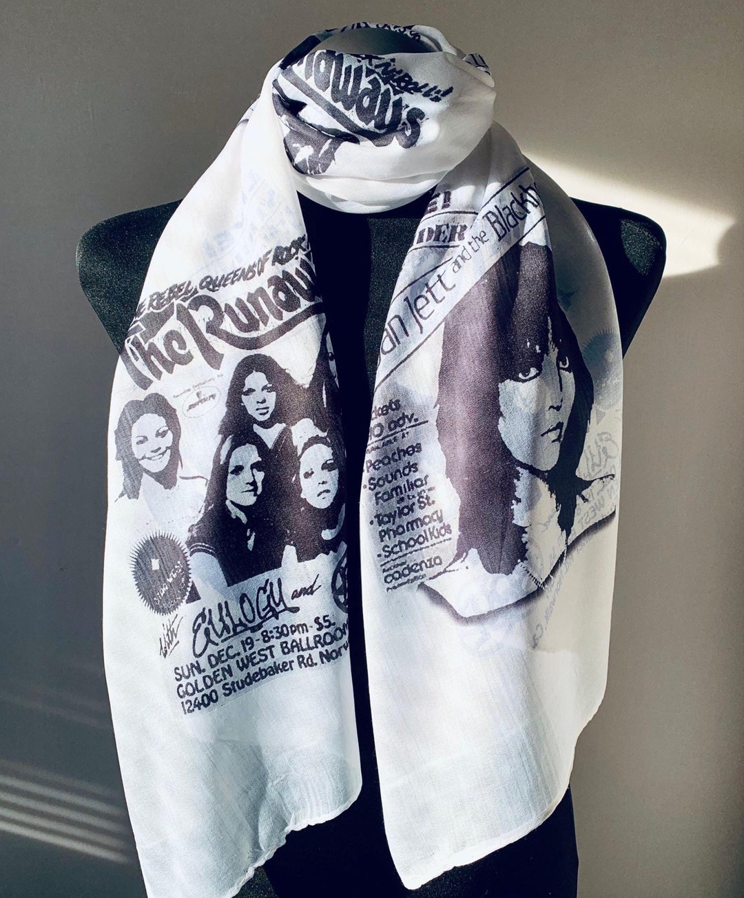Joan Jett Scarf – Rock Style Long Scarf With Bold Print – Music Icon ...
