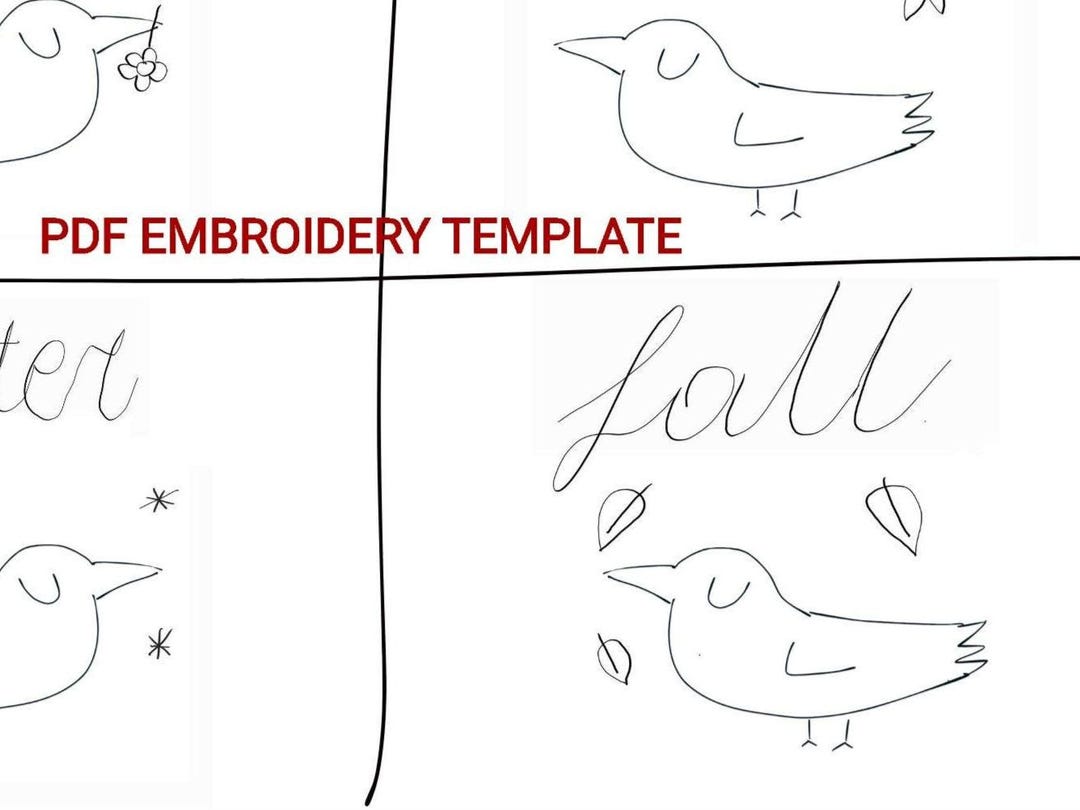 Edgar Crow Hand Embroidery Template: Four Seasons Pattern (PDF) - Etsy