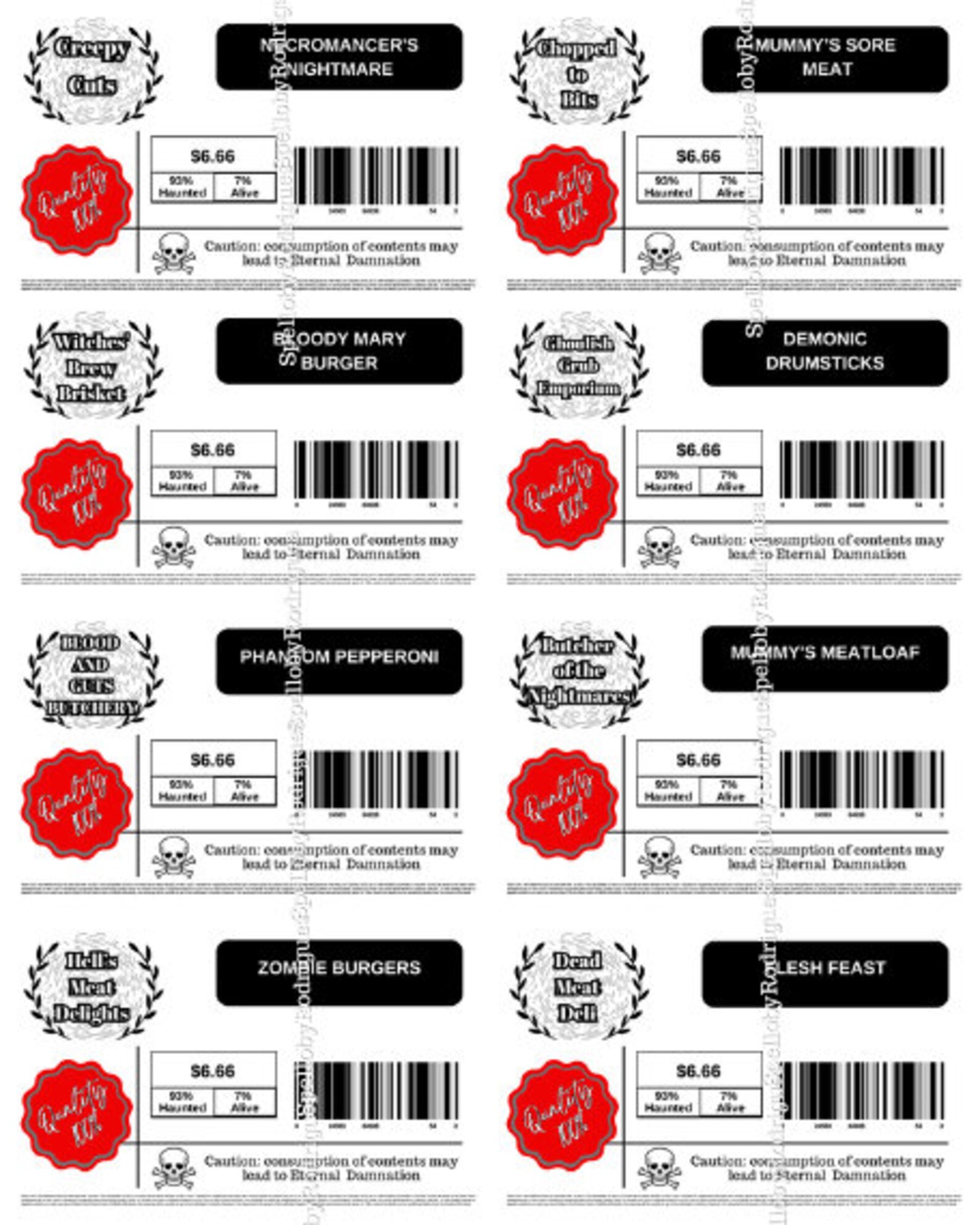 Printable SVG Fake Meat Label Canva Editable Fake Meat Label Halloween ...