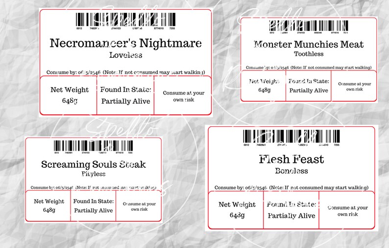 Printable Fake Meat Label SVG Canva Editable Fake Meat Label Halloween ...