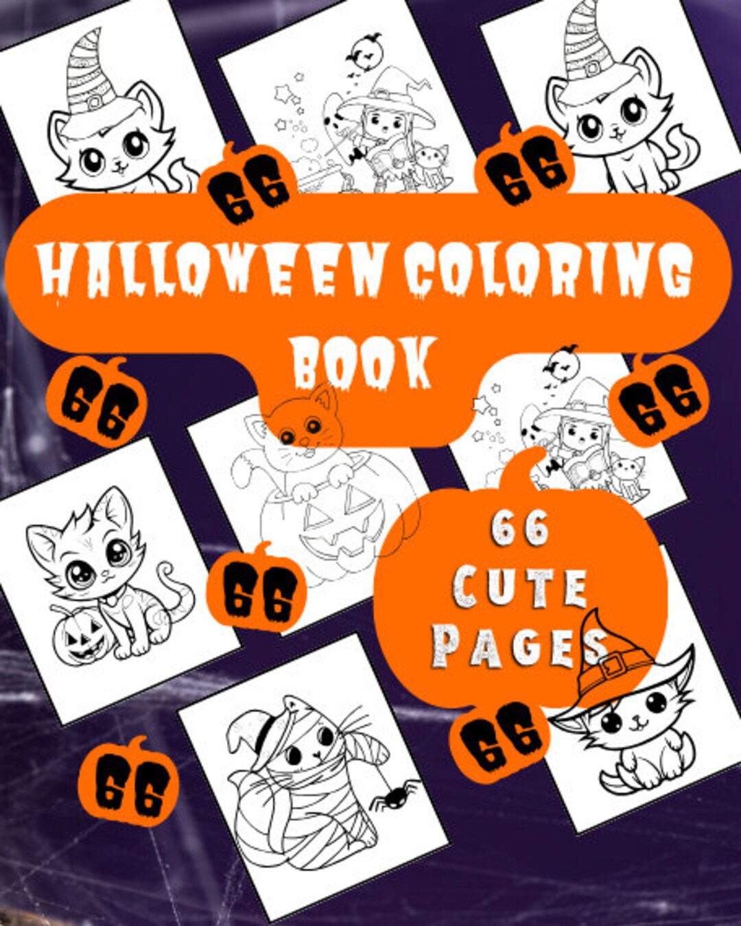 Printable Halloween Coloring Pages for Kids Cute Cat Coloring - Etsy