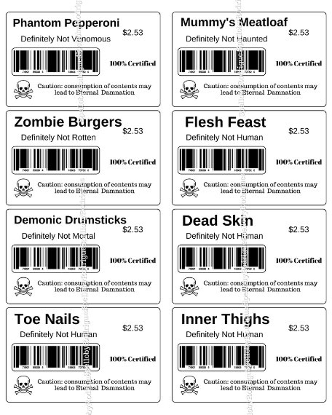 Printable Fake Meat Label SVG Canva Editable Fake Meat Label Halloween ...