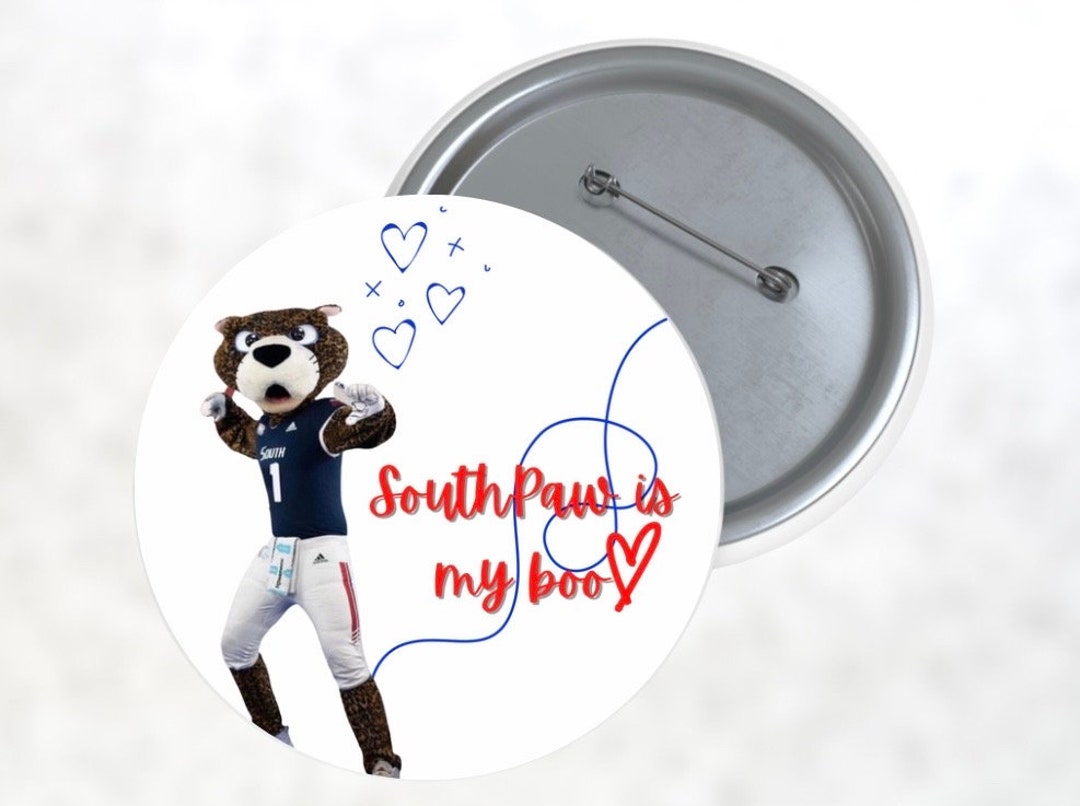 Southpaw Mascot Themed South Alabama Jaguar Football Pinback Badge ...