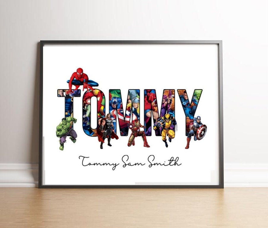 Superhero Name Print - Boys Bedroom Prints -boys Gift- Boys Room ...