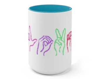 I Love You Mug With Color Inside With Butterflies, Flowers and Sign ...