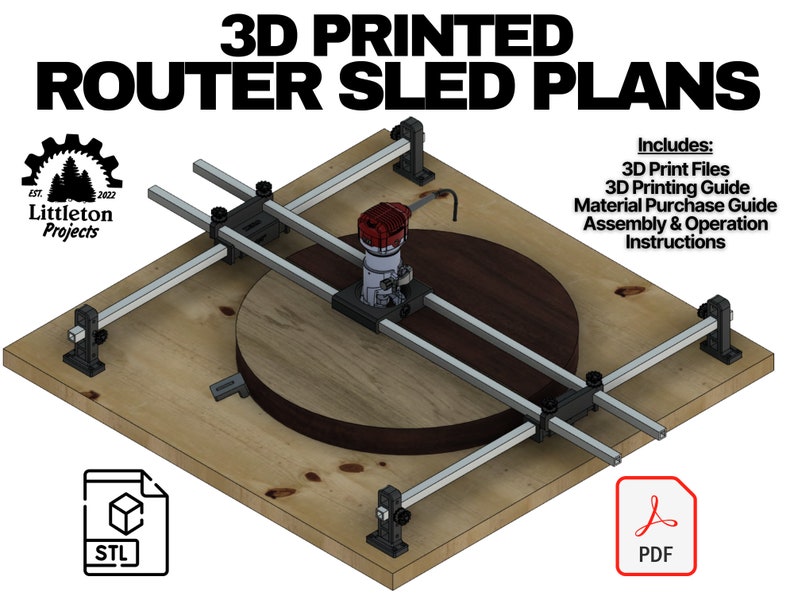 3D Printed Router Sled Plans 3D Print Files With Instruction - Etsy