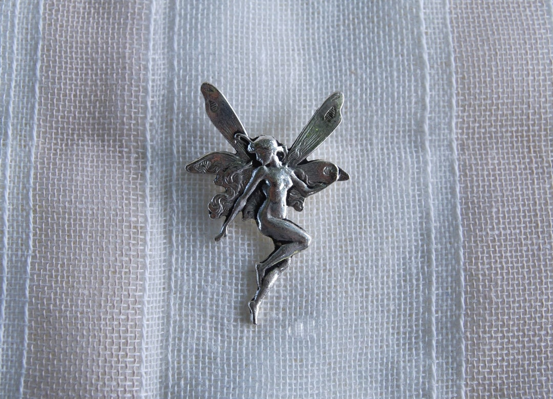 Fairy Art Nouveau French brooch. Flying figure, fairy, nature spirit ...