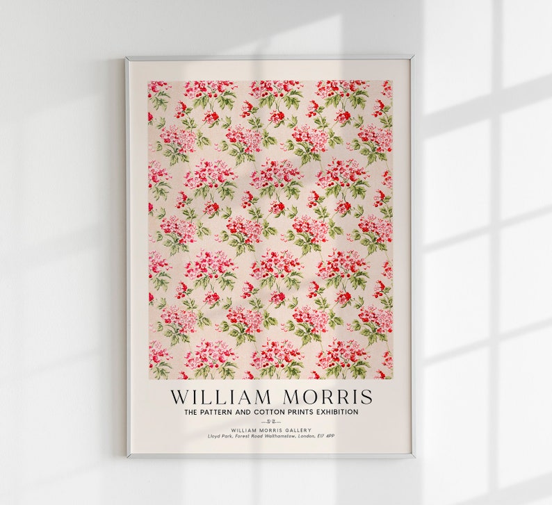William Morris Pink Flower Art Exhibition Poster Art Print - Etsy