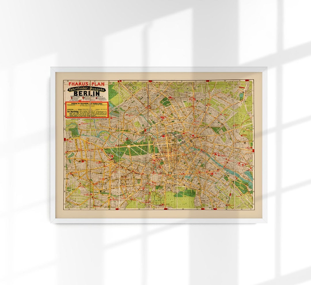 Antique 1922 Berlin Pharus Map Poster Art Print - Etsy