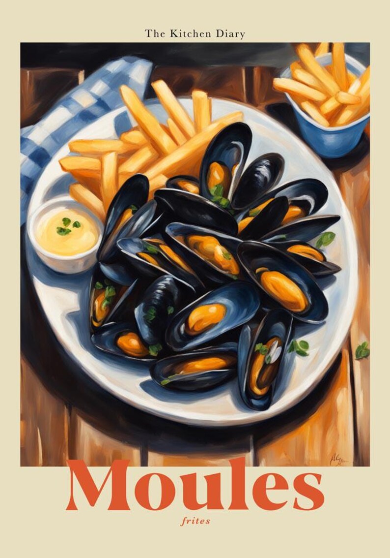 The Kitchen Diary: Moules Frites Art Print - Etsy