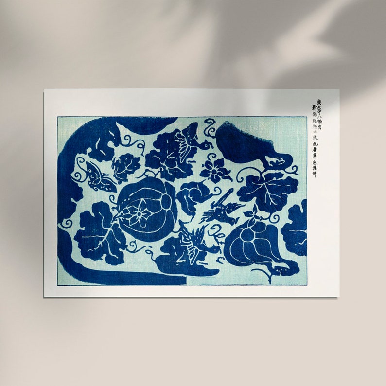 Blue Flower Pattern by Taguchi Tomoki Japanese Print - Etsy