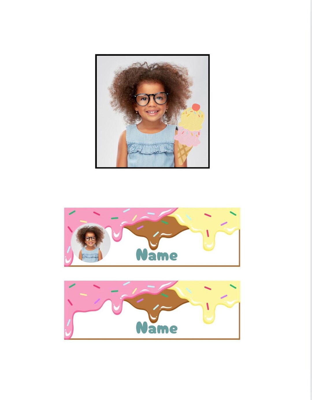Ice Cream Classroom Name and Picture Tags (editable) Canva - Etsy