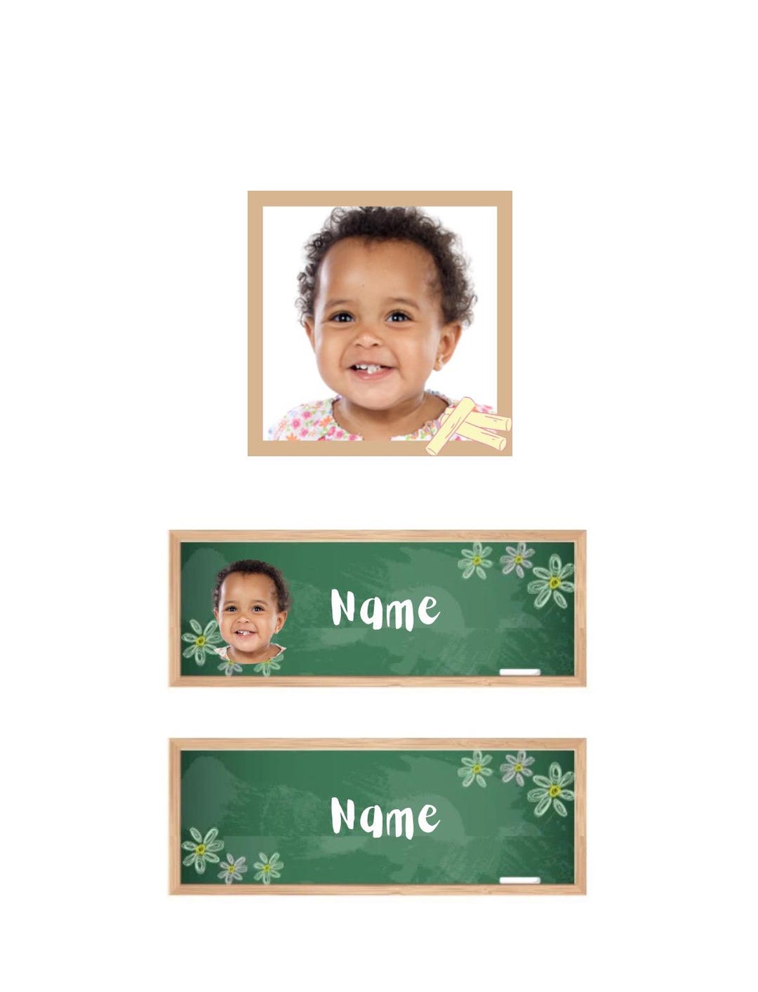 Chalkboard Classroom Name and Picture Tags (editable) Canva - Etsy