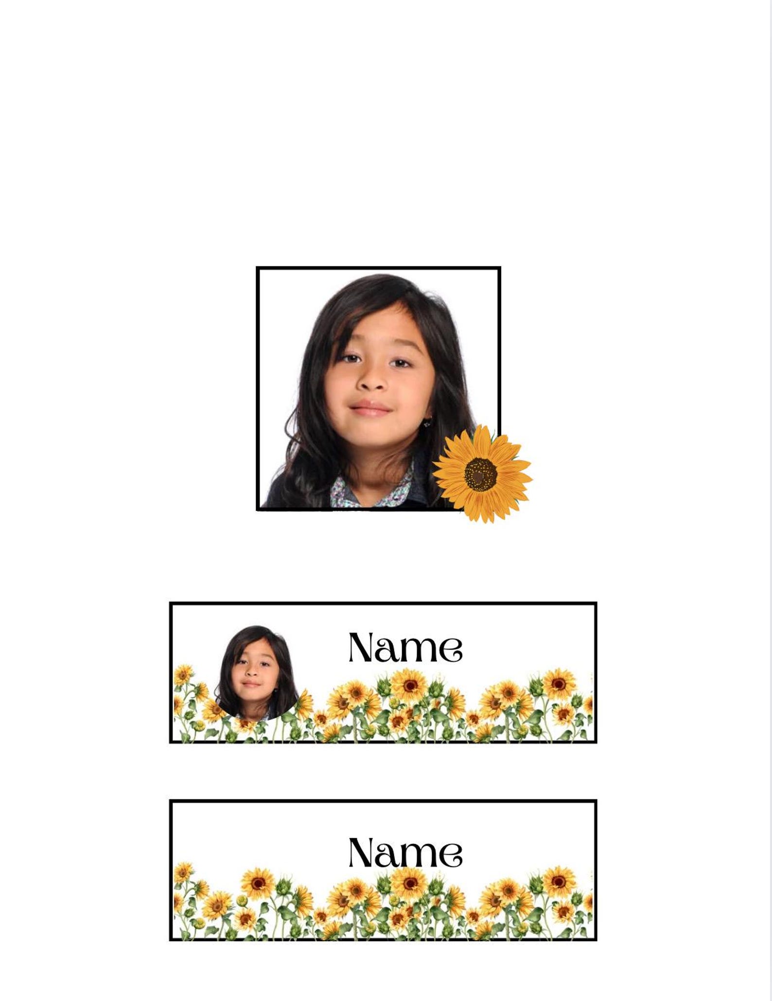 Sunflower Classroom Name and Picture Tags (editable) Canva - Etsy