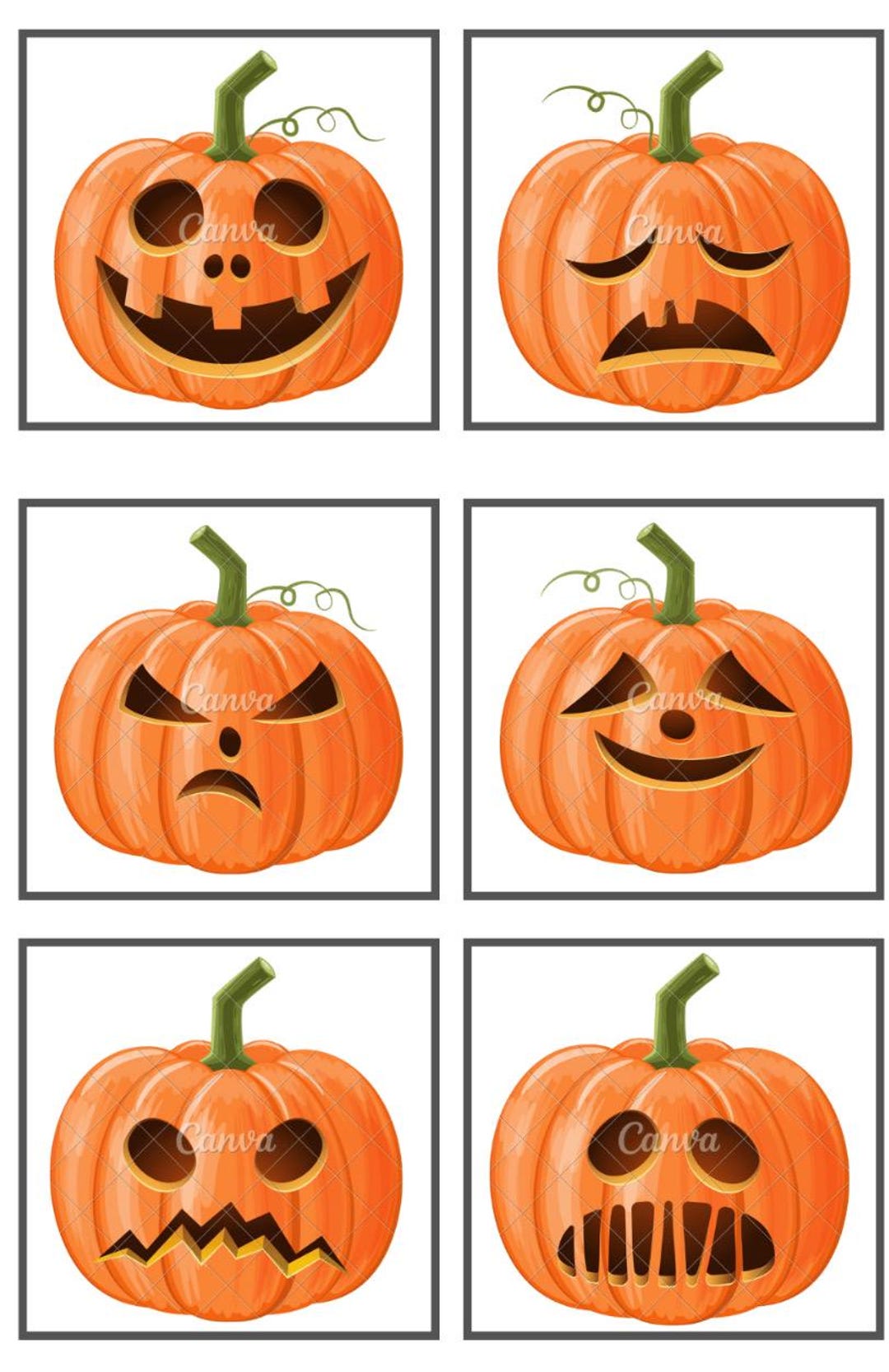 Montessori Jack-o’-lantern Emotions Matching Cards - Etsy Canada