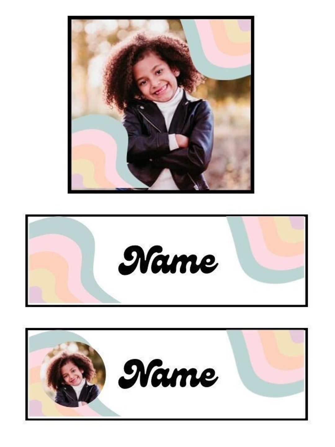 Rainbow Classroom Name and Picture Tags (editable) Canva - Etsy