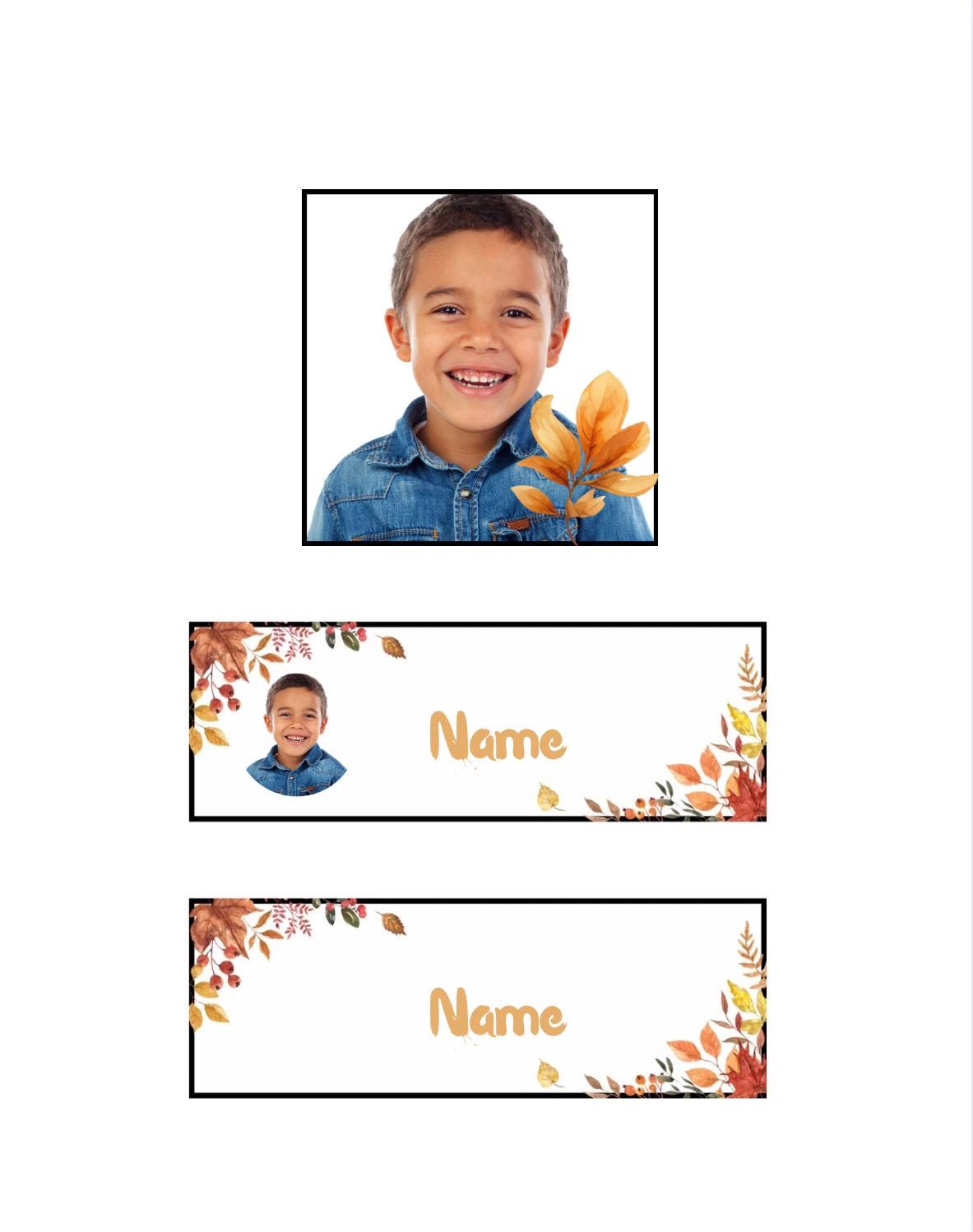 Fall Leaves Classroom Name and Picture Tags (editable) Canva - Etsy