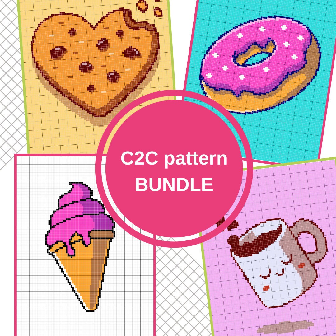 C2C Crochet 4 Pattern Bundle, Create Afghans and Blankets Pastry Themed ...