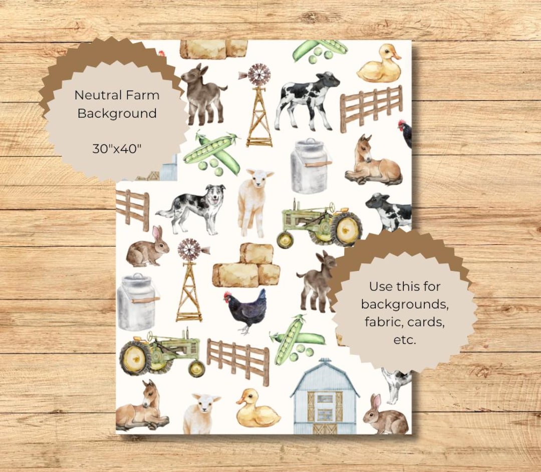 Neutral Farm Background | Farm Baby Shower | Farm Fabric | Farm Blanket ...
