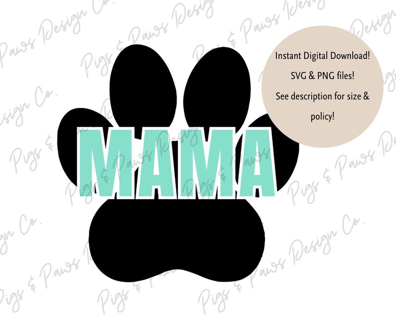 Dog Mama Paw Print SVG PNG - Distressed Design (digital Download) - Etsy