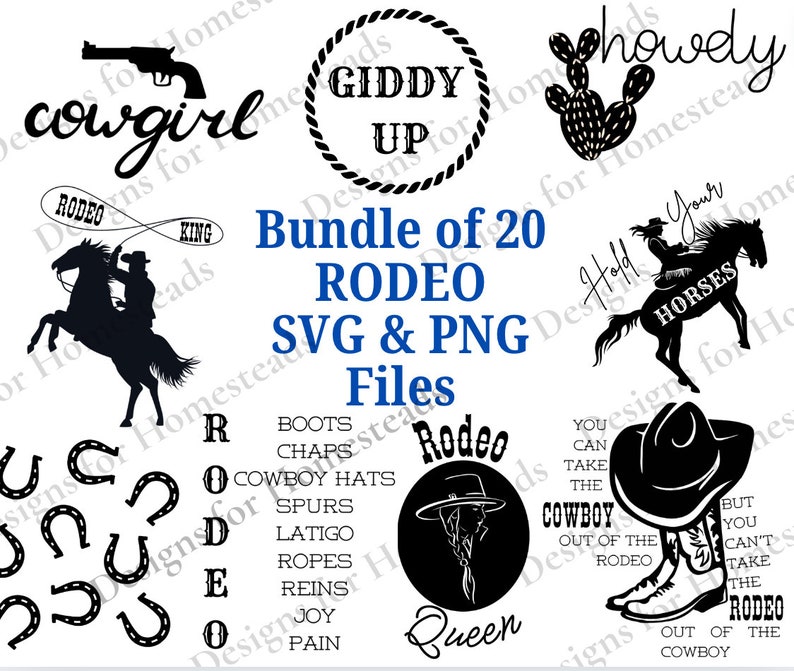 Rodeo SVG & PNG Files: Cowboy Cowgirl Designs (digital Download) - Etsy