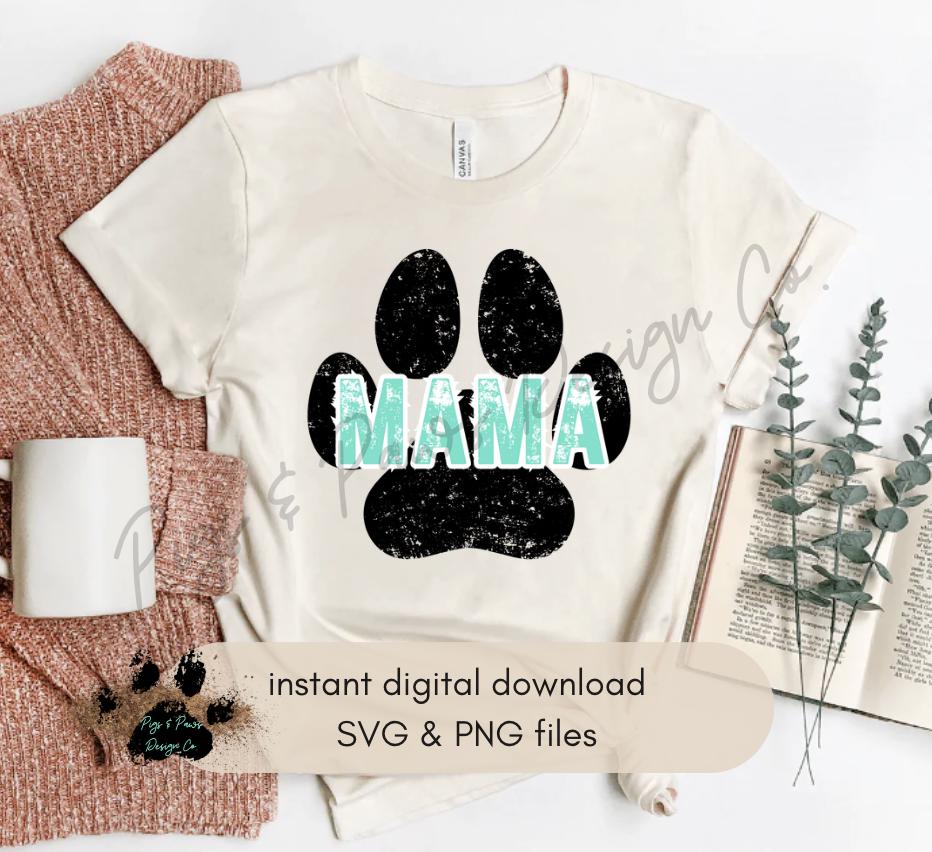 Dog Mama Paw Print SVG PNG - Distressed Design (digital Download) - Etsy