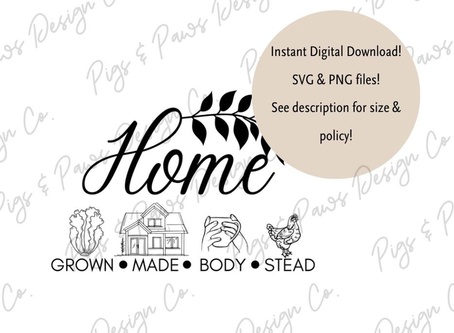 Homegrown Homemade Homestead SVG PNG Files: Cricut, Laser Cut Designs ...
