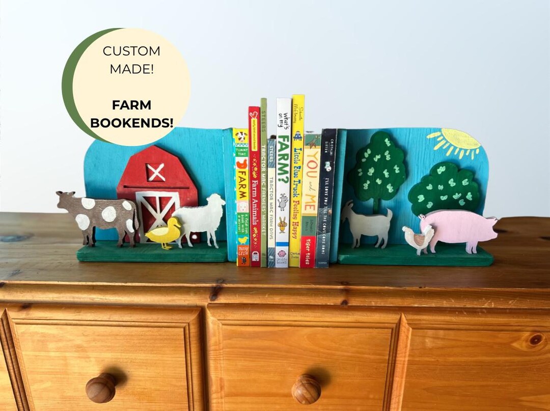 Custom Farm Animal Bookends: Kids Room Decor - Etsy