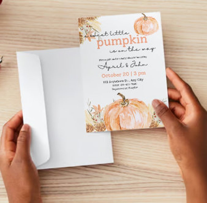 EDITABLE Pumpkin Baby Shower Invites | Books for Baby | Diaper Raffle ...