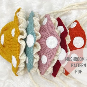 Knitting Pattern: Mushroom Hat for Baby, Mushroom Bucket Hat Knitting ...