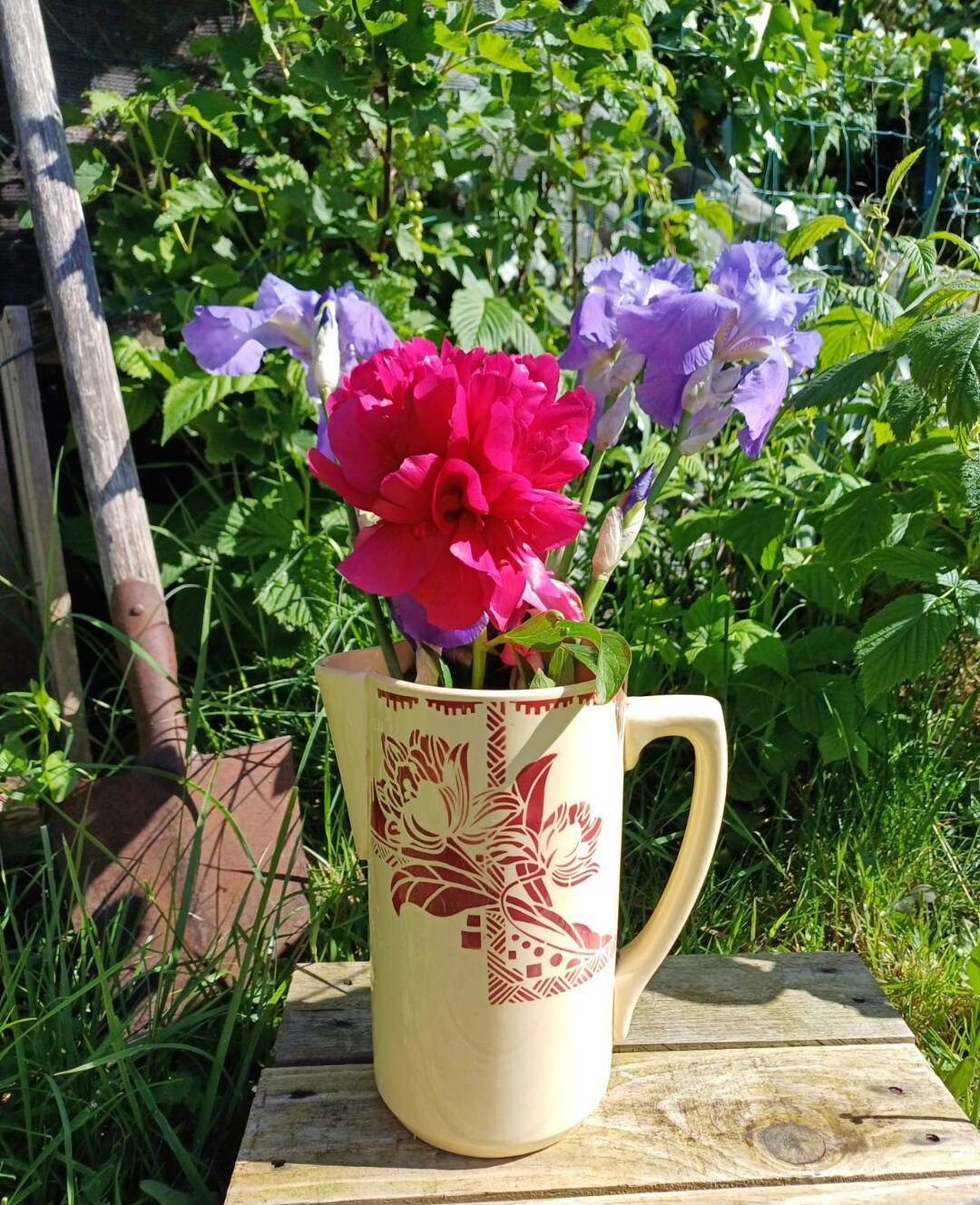 Very Old Toilet Pitcher/carafe Red and Beige Iron Earth - Etsy