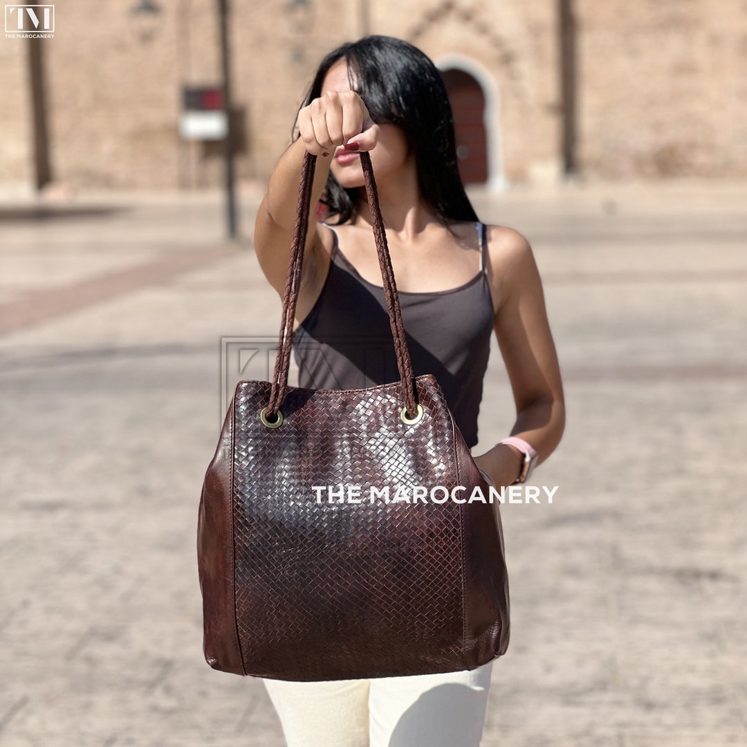 Handmade Braided Genuine Leather Shoulder Handbag With Adjustable Strap ...