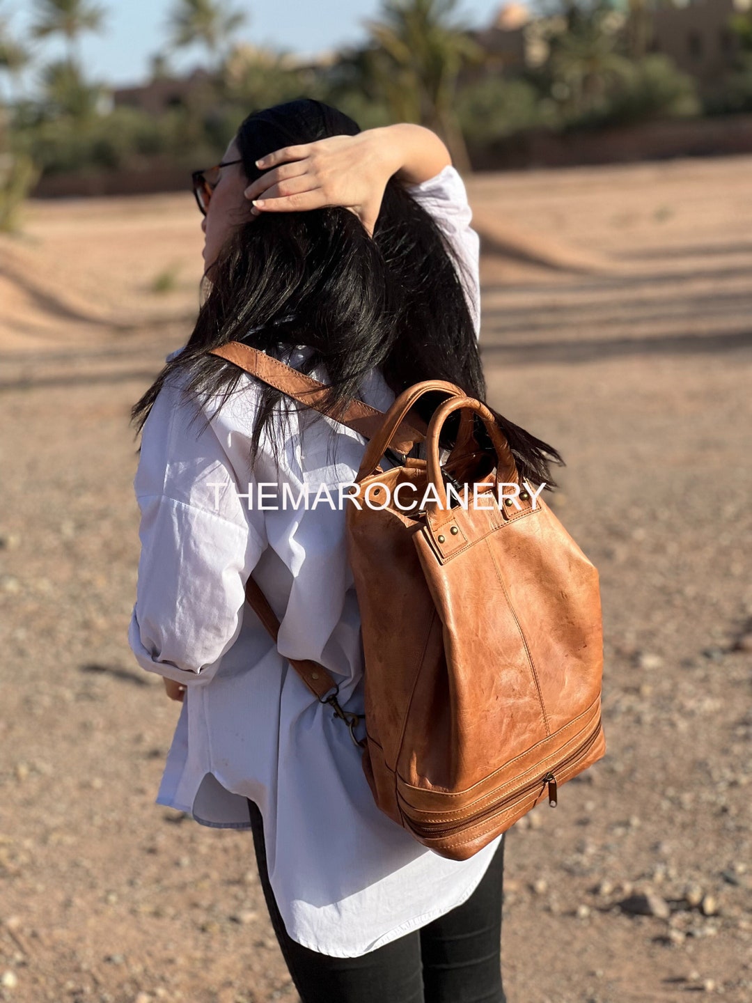 Natural Convertible Leather Backpack Purse - Laptop Tote Bag for Women ...