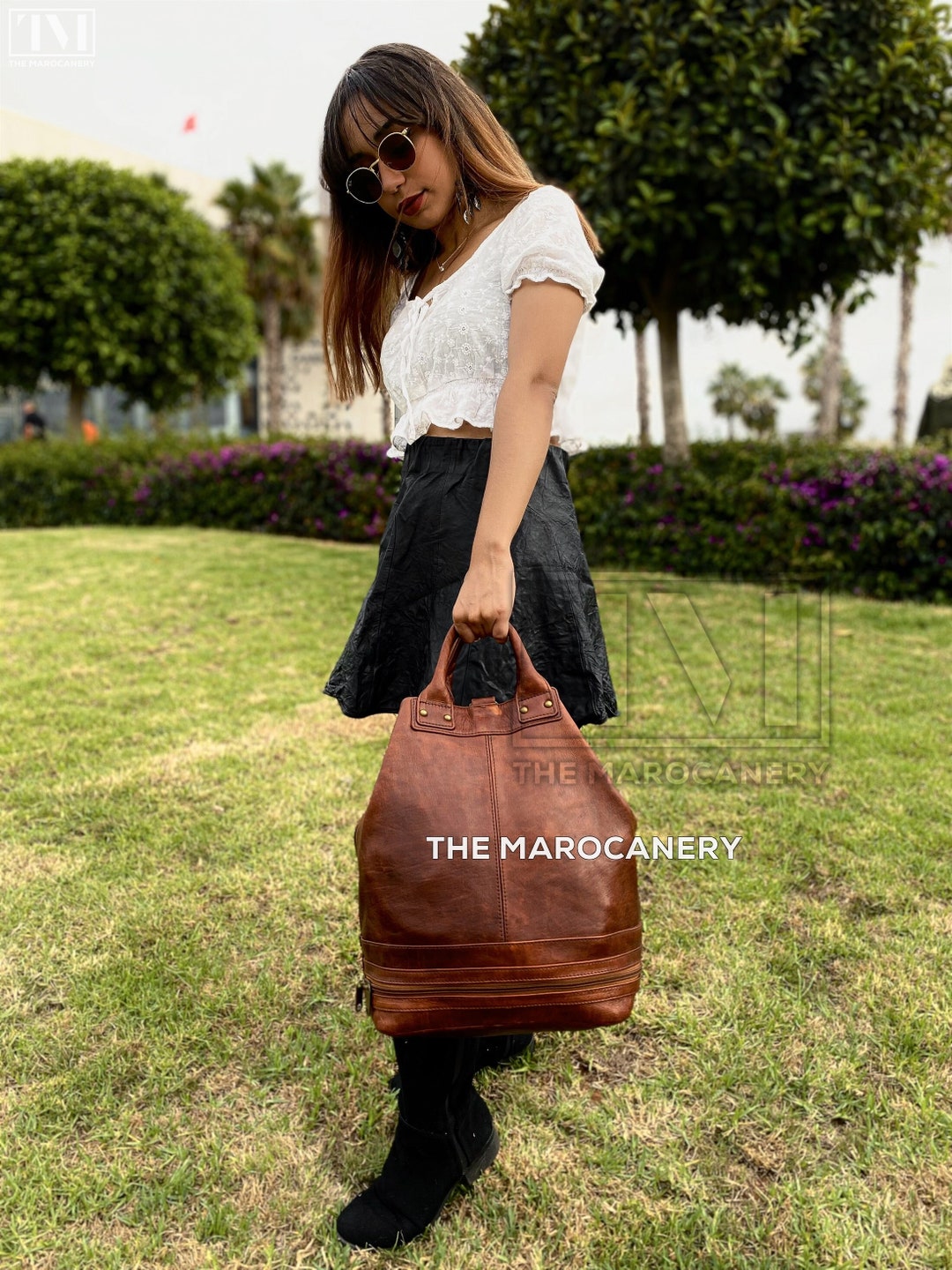 Versatile Convertible Leather Backpack: Top Handle and Drawstring ...