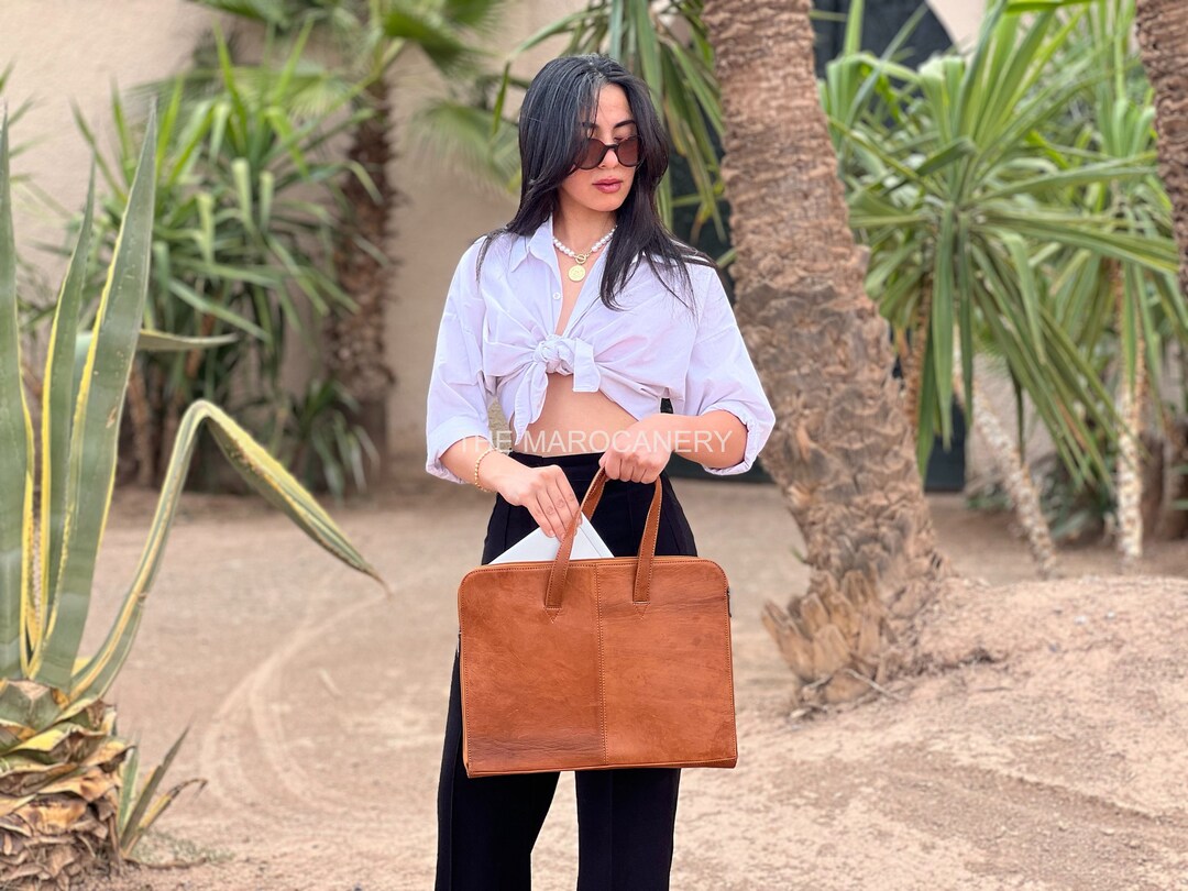 Tan Leather Laptop Bag - Classy Handmade Work Bag - Executive Business ...